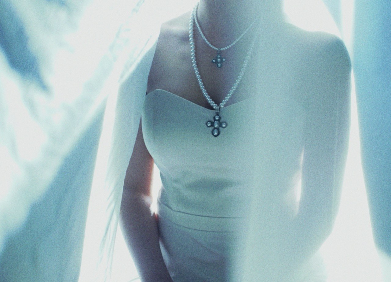 Cross Pearl Necklace "Haghartsin" (Small)